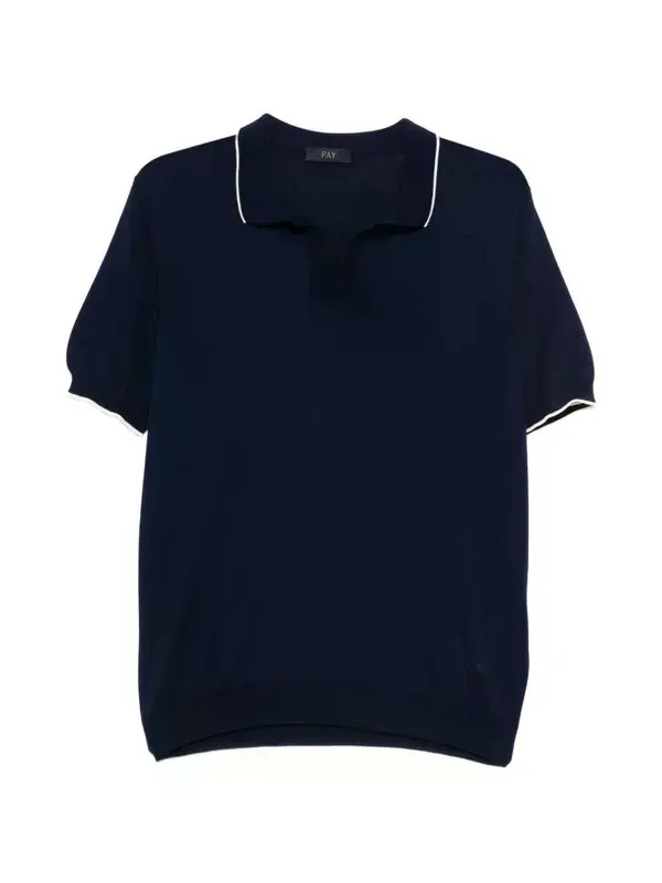FAY Piped Polo Shirt - Blue