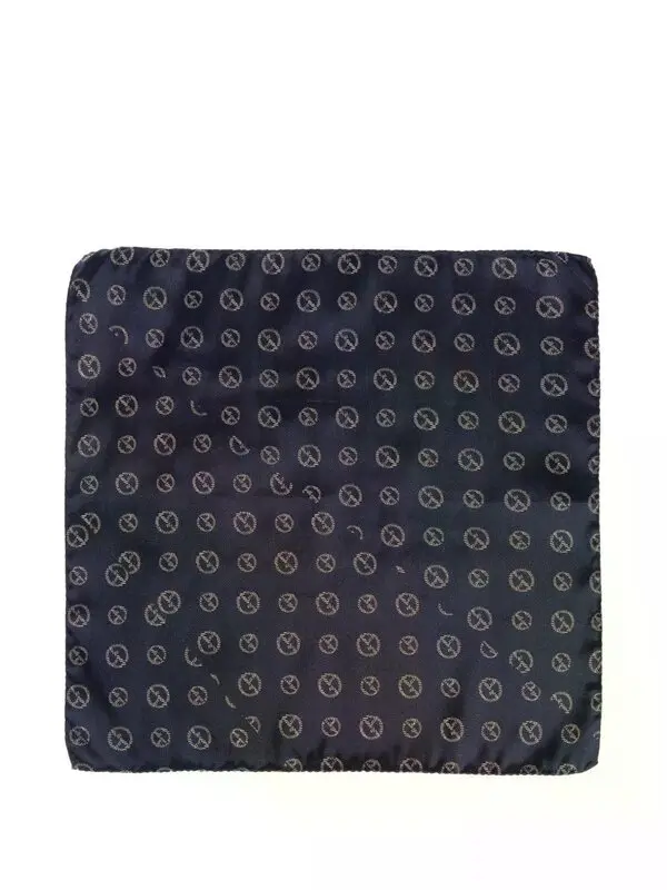 Giorgio Armani Patterned Silk Pocket Square - Blue