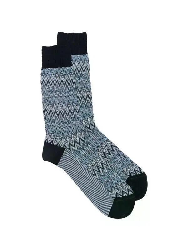 Missoni Zigzag-pattern Socks - Blue