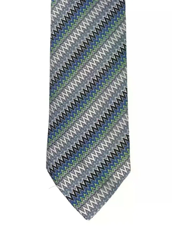 Missoni Zigzag-pattern Neck Tie - Blue