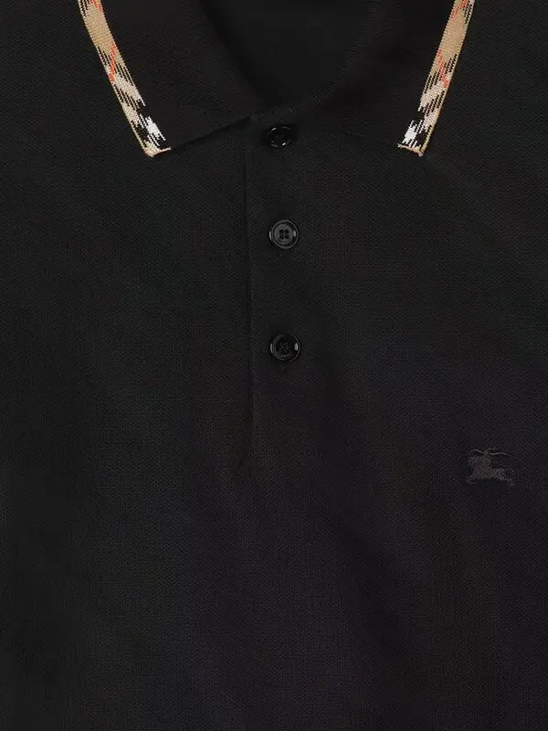 Burberry Check-trim Cotton Polo Shirt - Black