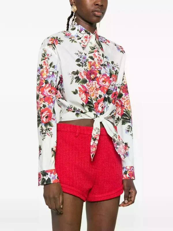 Dolce & Gabbana Bouquet-print Cotton Shirt - White