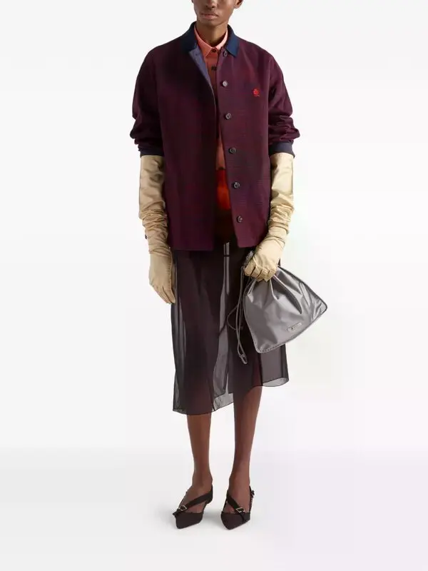 Prada Piqué Blouson Jacket With Contrasting Collar And Embroidered Logo - Red