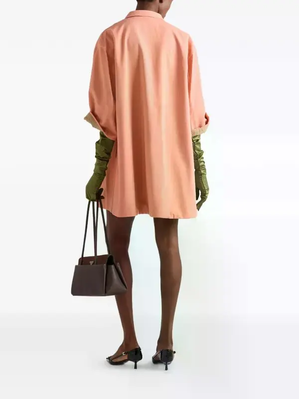 Prada Piqué Coat With Embroidered Logo - Orange