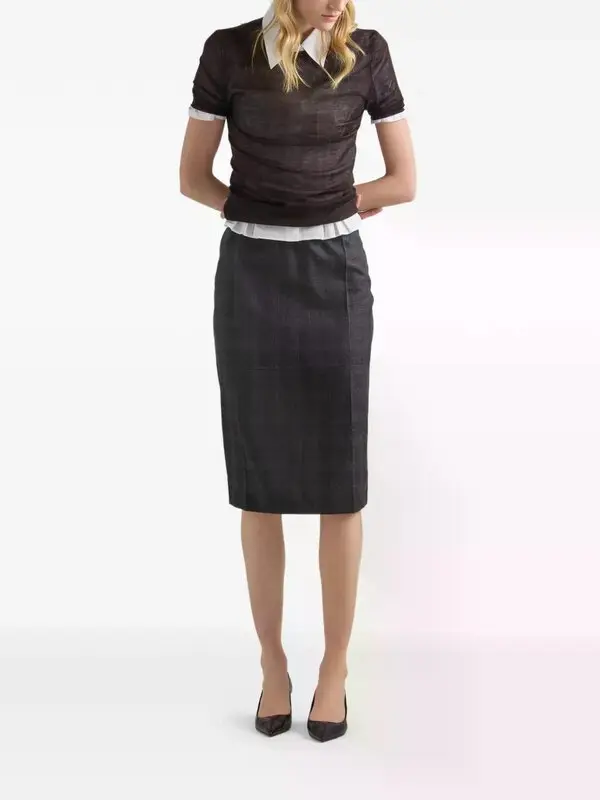 Prada Checked Wool Midi-skirt