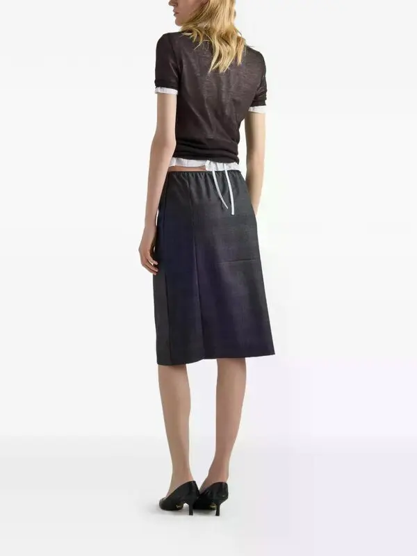 Prada Checked Wool Midi-skirt