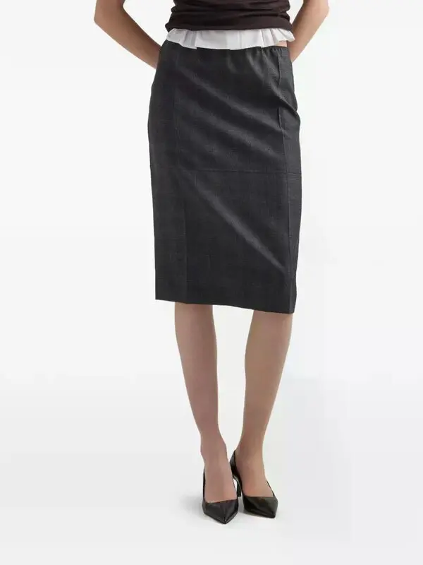 Prada Checked Wool Midi-skirt