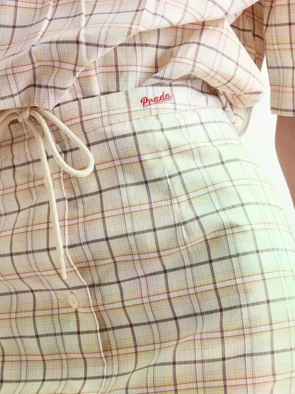 Prada Checked Cotton Poplin Pencil Skirt