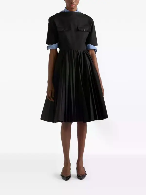 Prada Cotton Poplin Shirt With Classic Collar And Pockets - Blue