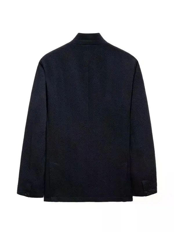 Shanghai Tang Button Herringbone Jacket - Blue