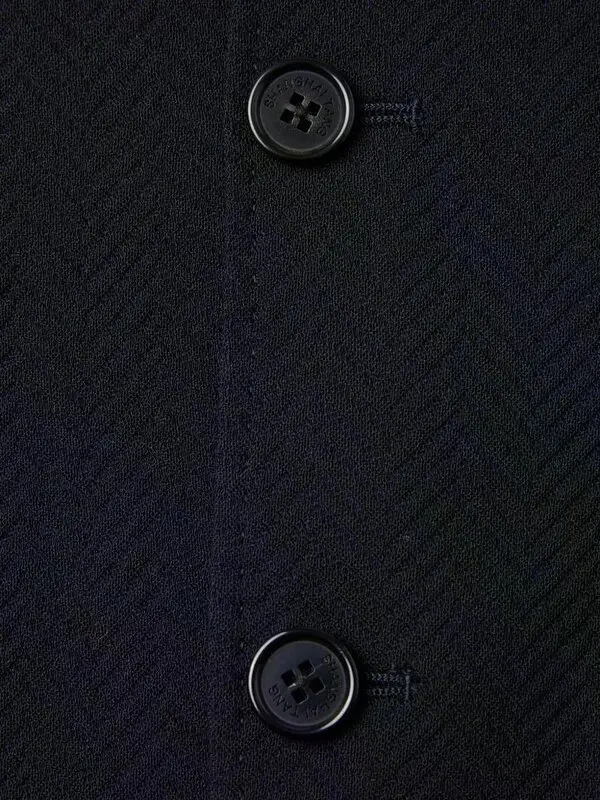 Shanghai Tang Button Herringbone Jacket - Blue