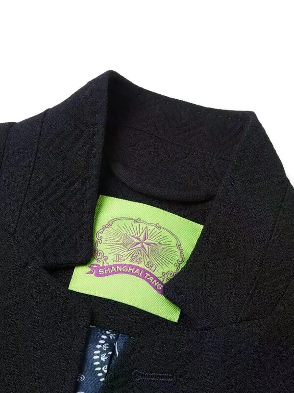 Shanghai Tang Button Herringbone Jacket - Blue