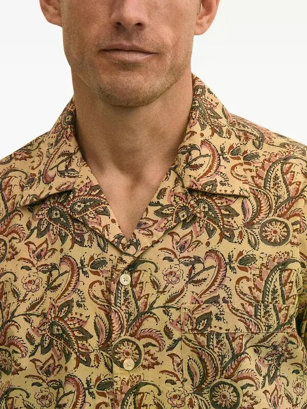 Brooks Brothers Block Print Camp Shirt - Neutrals