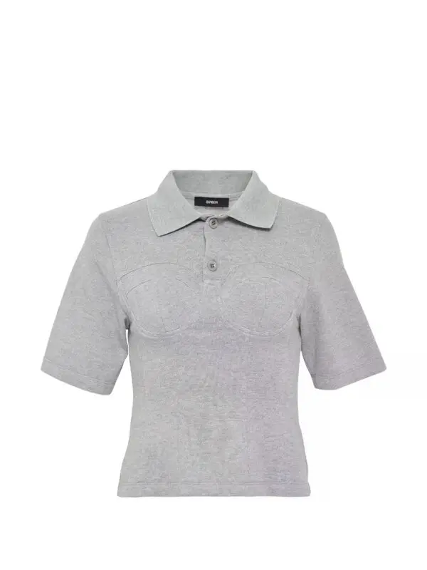 BONBOM Corset Pique Polo Top - Grey