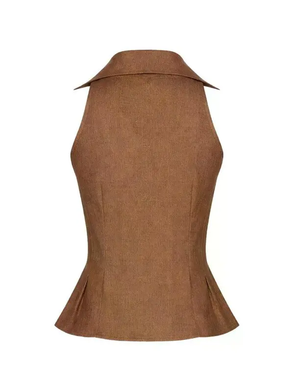 HEVRON Sloan Collared Vest - Brown