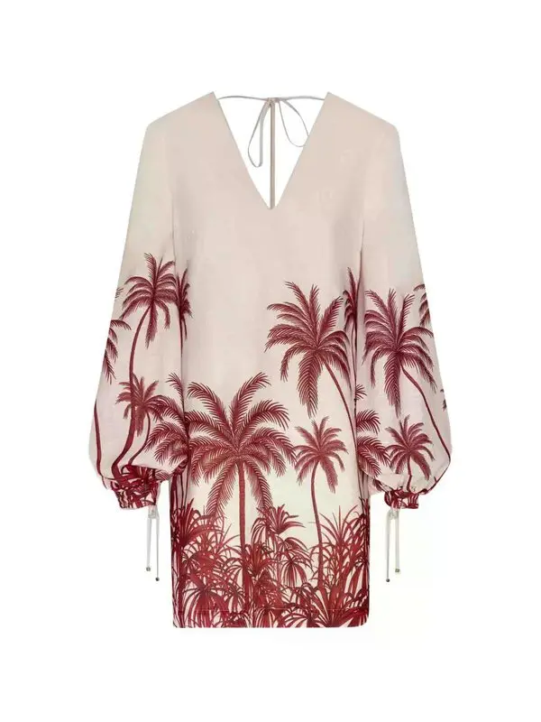 ANDRES OTALORA Tropical-print Mini Dress - Neutrals