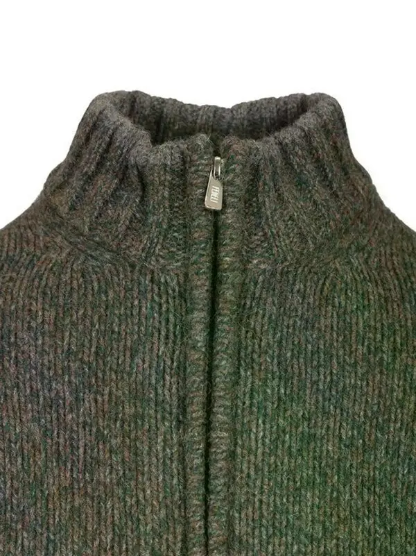 Fedeli Zip-up Ribbed Knit Cardigan