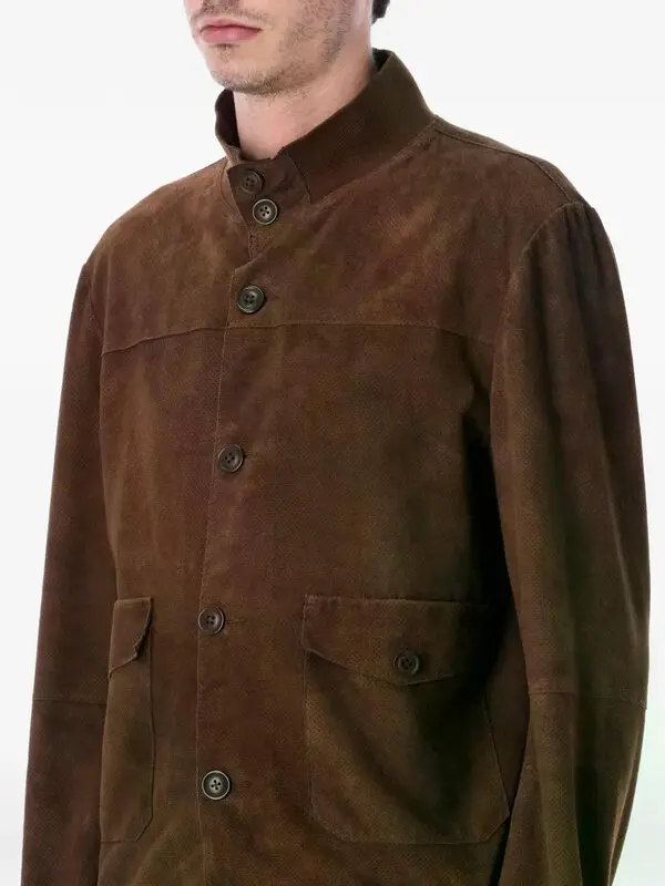 SWORD 6644 Buttoned Leather Jacket - Brown