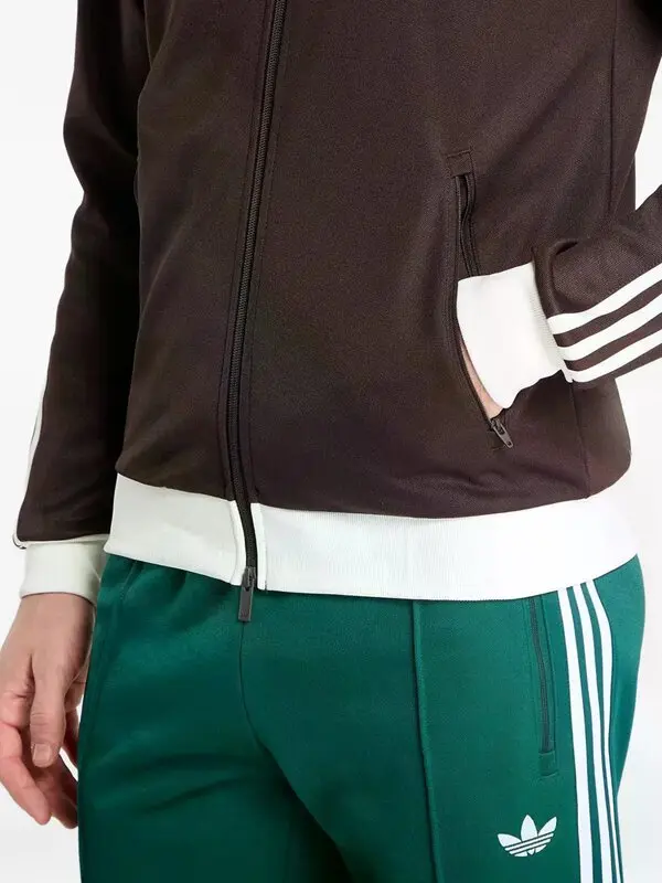 Adidas Side-stripe Zipped Sweatshirt - Brown