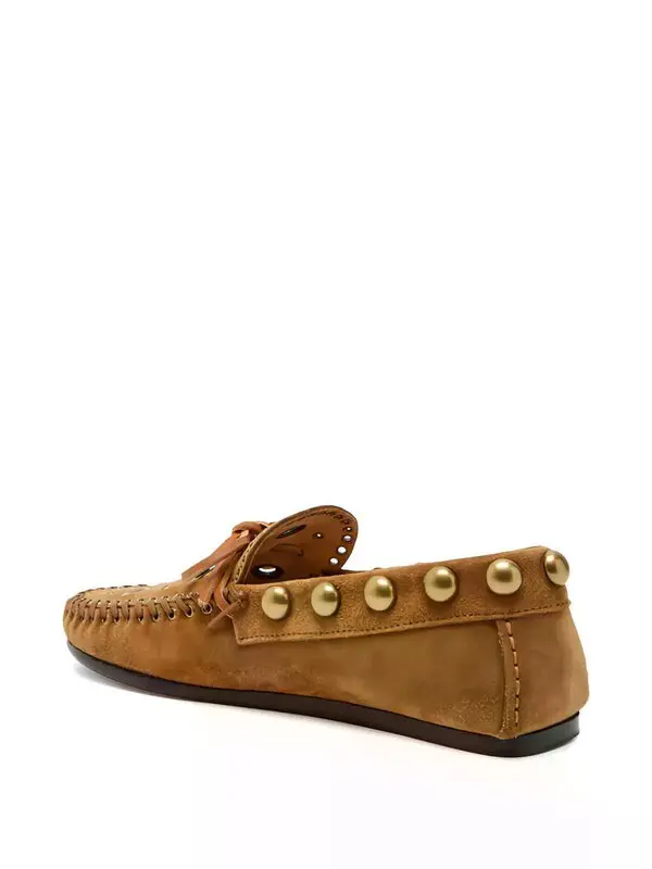Isabel Marant Étoile Studded Perforated Loafers - Brown