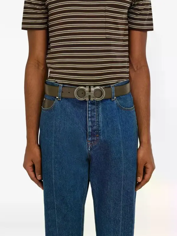 FERRAGAMO Gancini Reversible And Adjustable Belt - Brown