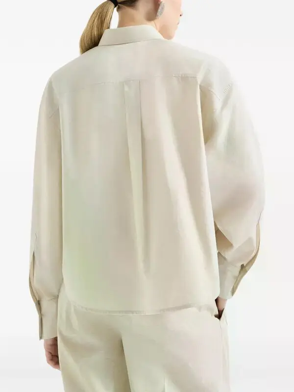 Brunello Cucinelli Techno Cotton Poplin Shirt With Embroidery - White