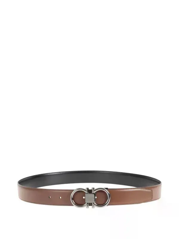 FERRAGAMO Reversible And Adjustable Gancini Belt - Brown