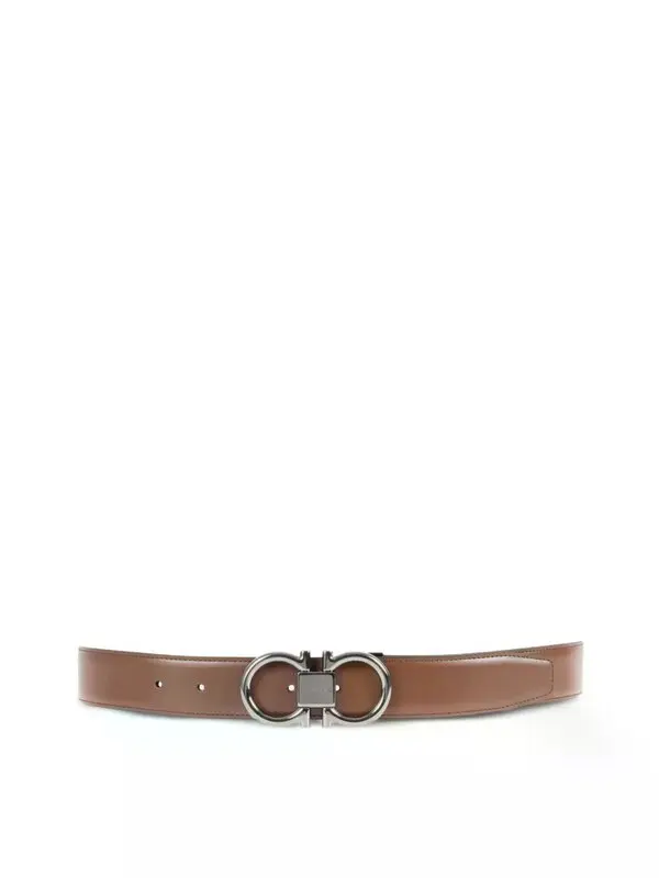 FERRAGAMO Reversible And Adjustable Gancini Belt - Brown