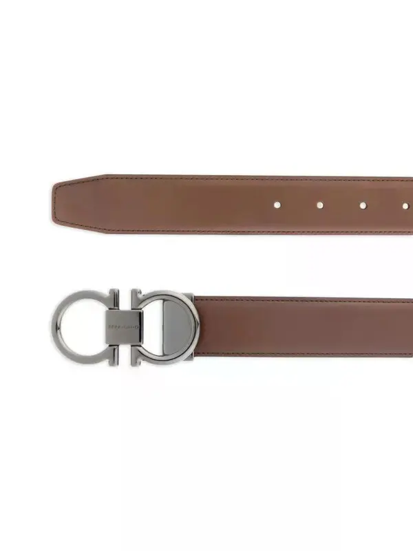 FERRAGAMO Reversible And Adjustable Gancini Belt - Brown