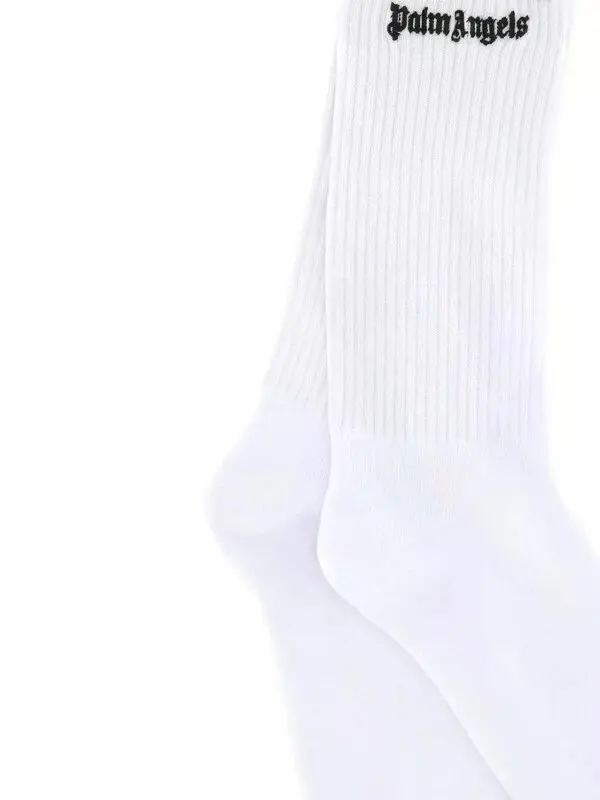 Palm Angels Logo-embroidered Ribbed Socks