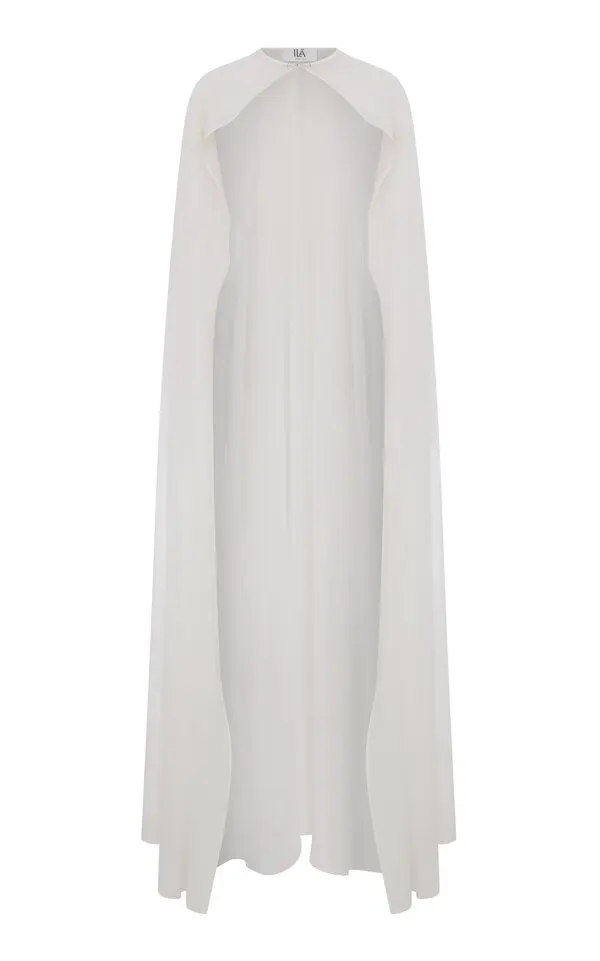 Ila Yulia Embroidered Collar Cape - White