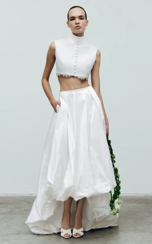Ila Audra Silk Taffeta Puff Skirt - Off-white