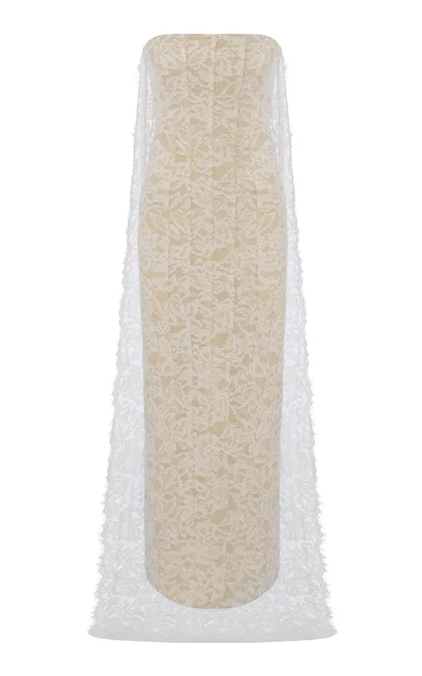 Ila Miles Strapless Lace Midi Dress - White