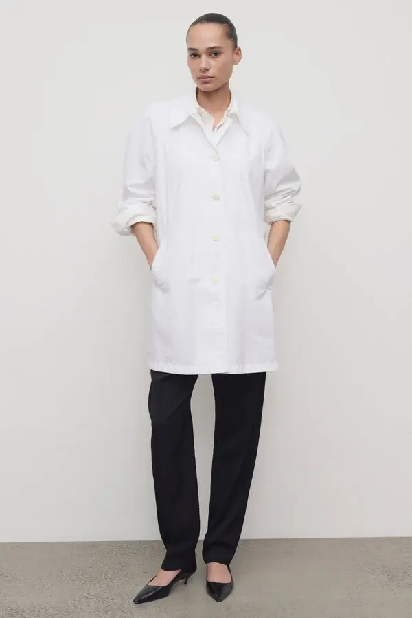 THE ROW Hawkins Cotton Poplin Car Coat - Off White