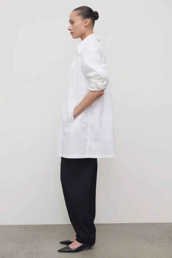 THE ROW Hawkins Cotton Poplin Car Coat - Off White