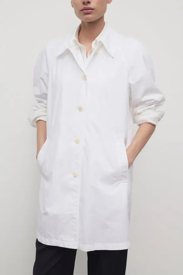 THE ROW Hawkins Cotton Poplin Car Coat - Off White