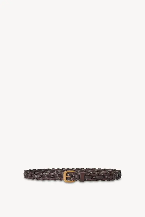 THE ROW Braided Leather Belt - Dark Brown