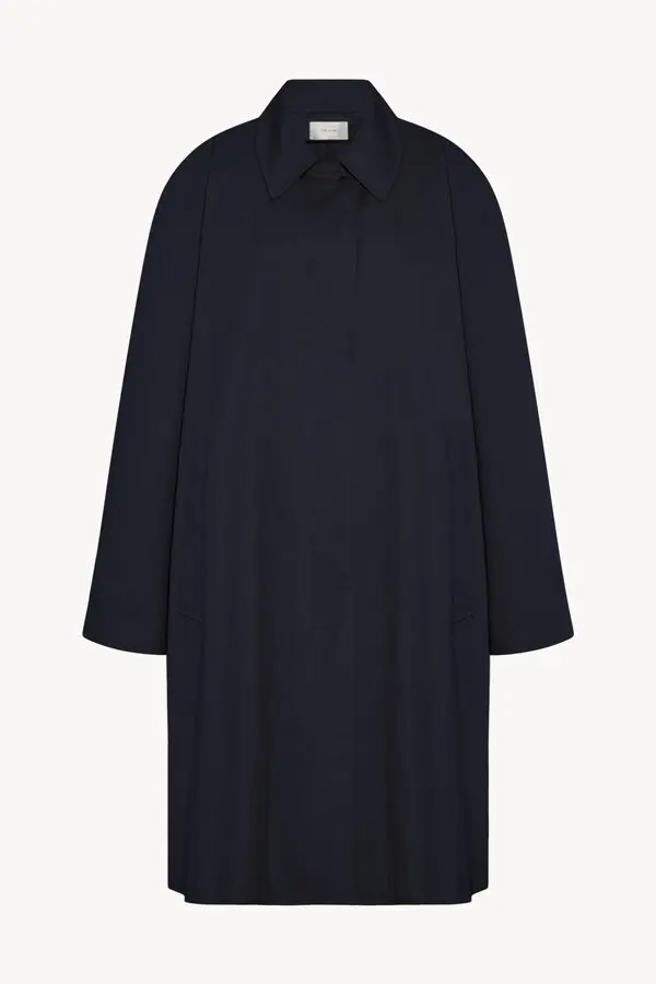 THE ROW Dayton Relaxed Wool Gabardine Coat - Dark Navy