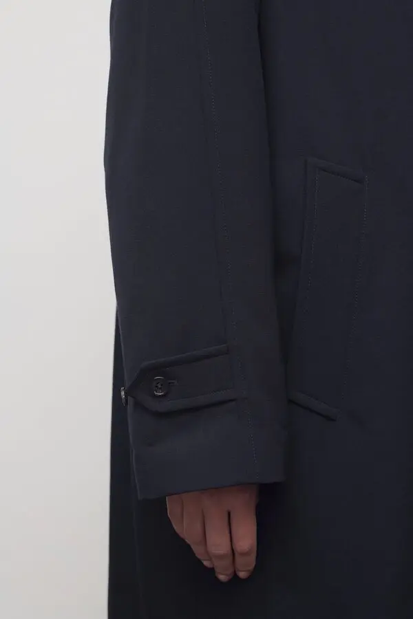 THE ROW Dayton Relaxed Wool Gabardine Coat - Dark Navy