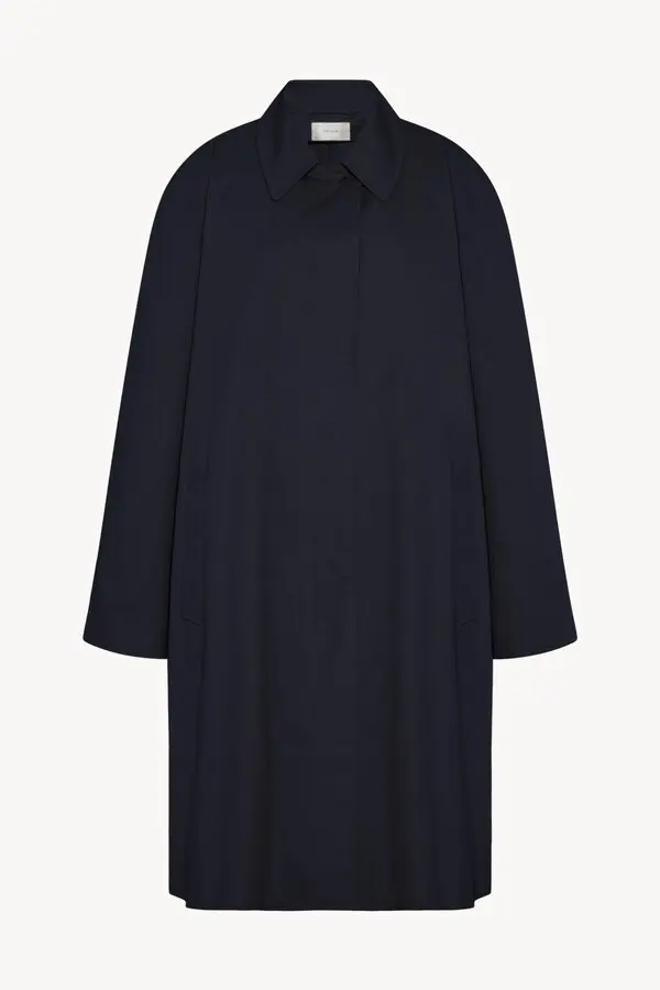 THE ROW Dayton Relaxed Wool Gabardine Coat - Dark Navy