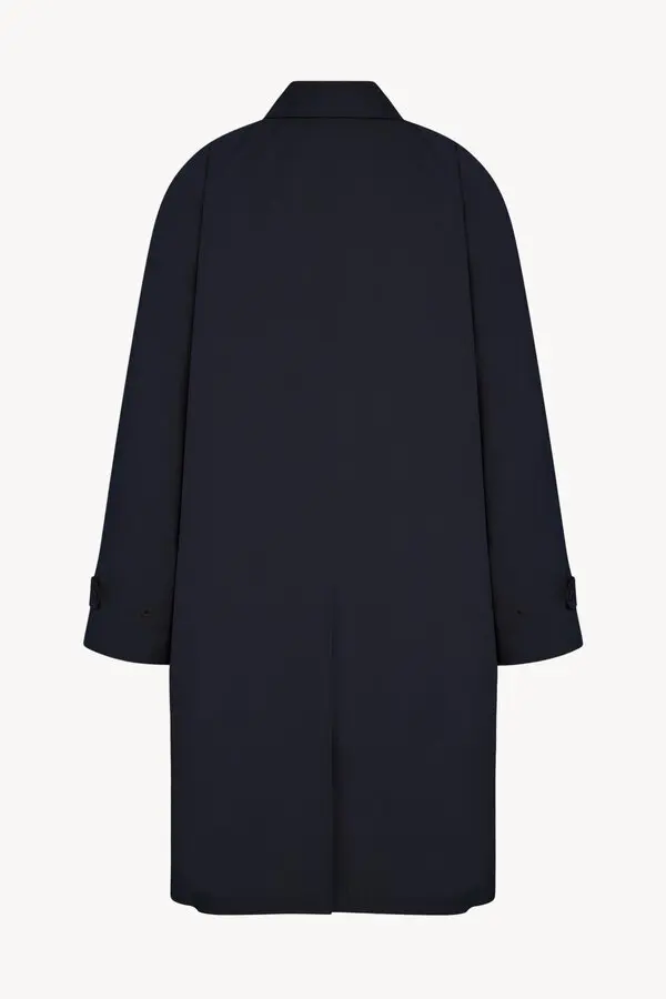 THE ROW Dayton Relaxed Wool Gabardine Coat - Dark Navy