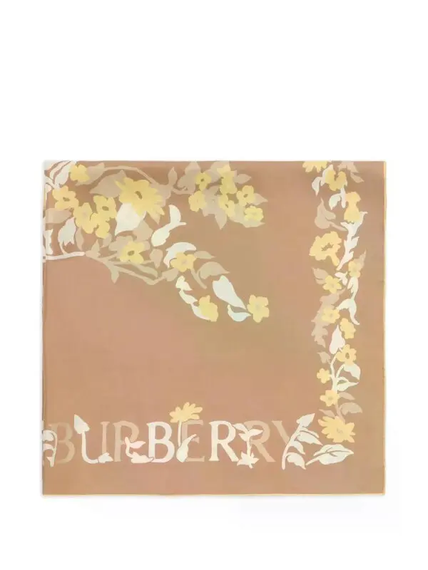 Burberry Floral Ekd Silk Scarf - Neutrals