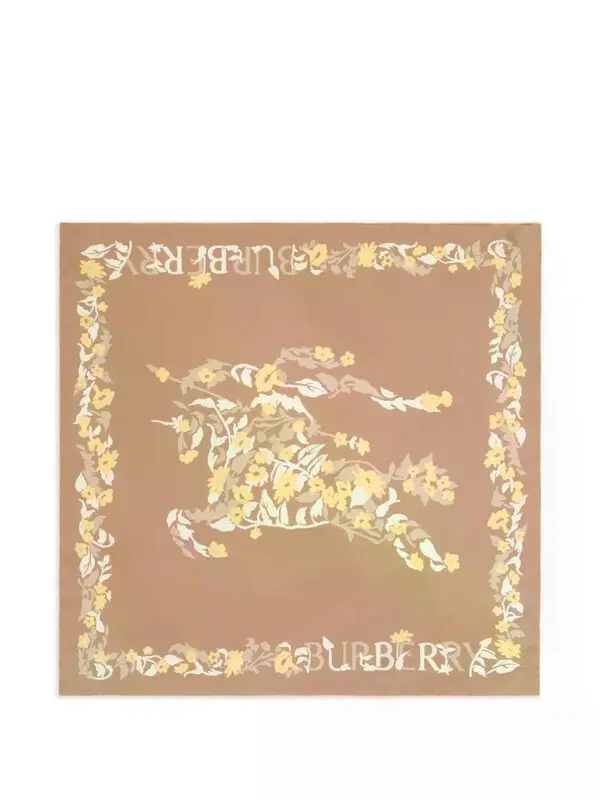 Burberry Floral Knight Silk Scarf - Neutrals
