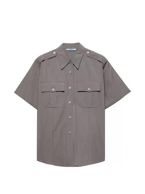 Prada Short-sleeved Poplin Shirt - Grey