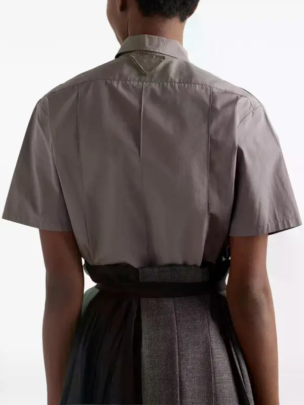Prada Short-sleeve Cotton Poplin Shirt - Grey