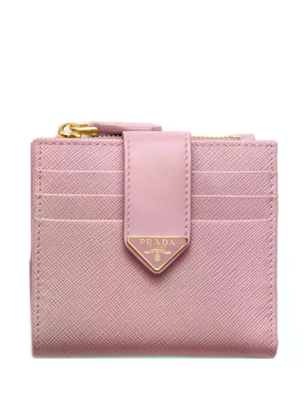 Prada Small Saffiano And Smooth Leather Wallet - Pink