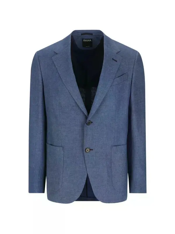 Zegna Single-breasted Linen Blazer - Blue