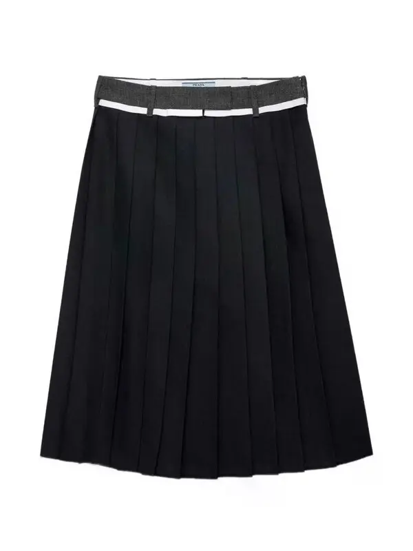 Prada Pleated Rush Stitch Midi Skirt