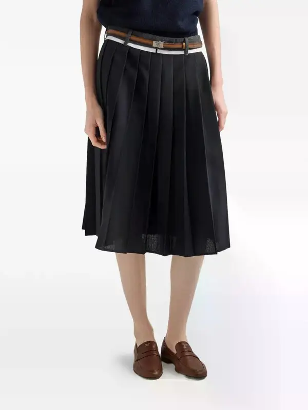 Prada Pleated Rush Stitch Midi Skirt