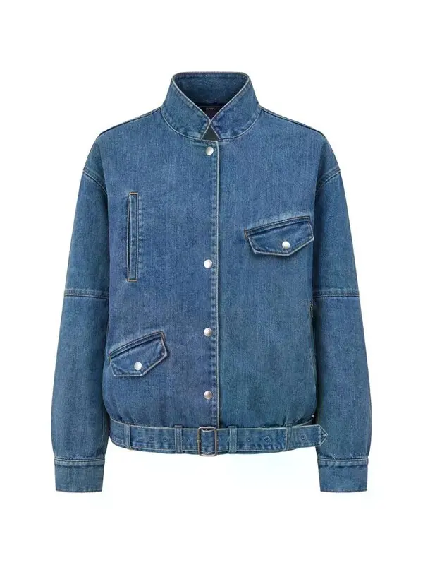 Tibi Moto Denim Bomber - Blue